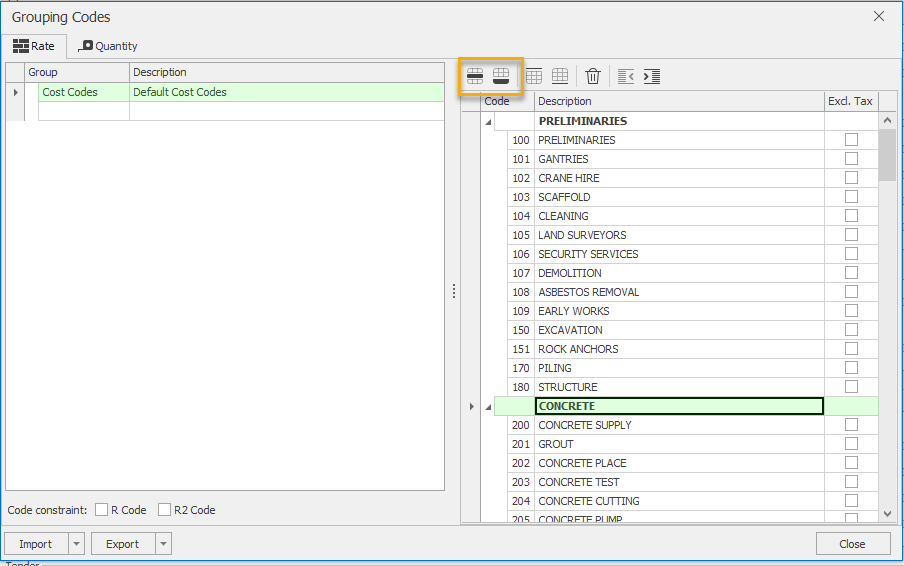 Group Codes Heading – Buildsoft Help Center